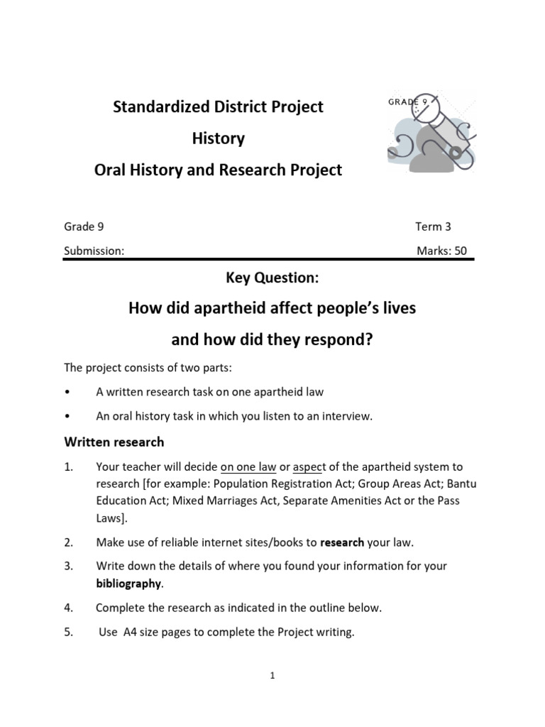 Grade 9 Apartheid History Project | PDF | Job Interview | Career & Growth
