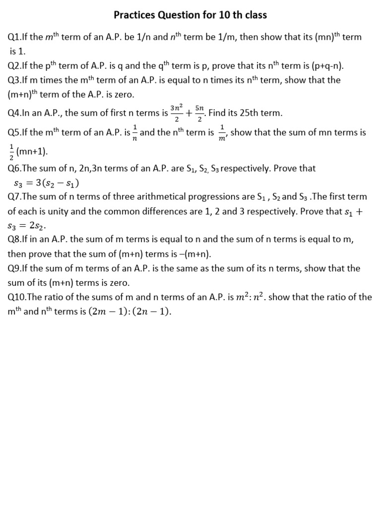 Class 10 - Practice Sheet - CH-5 - Extras | PDF