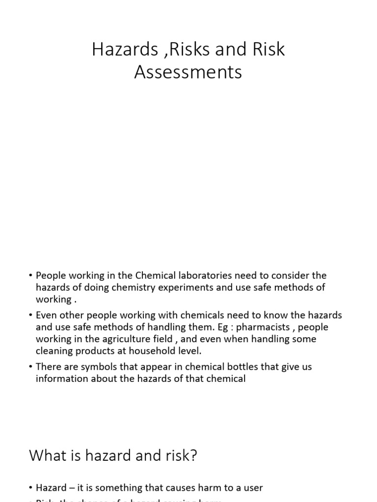 Hazards ,Risks and Risk Assessments | PDF