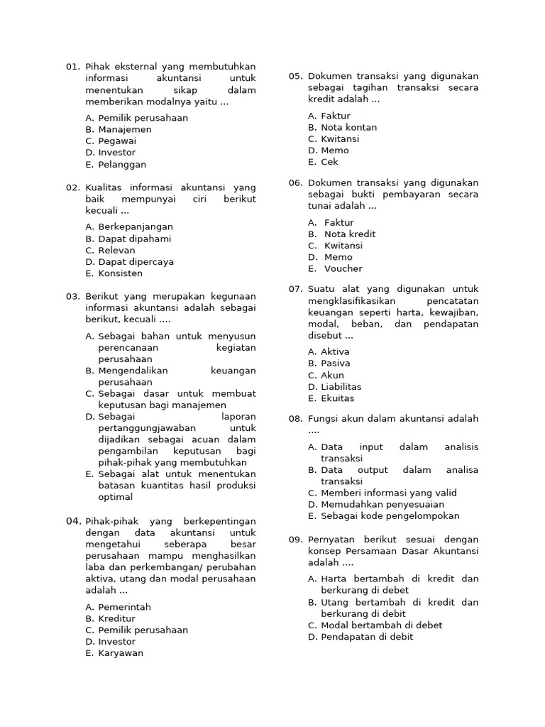 Soal TO PTS Eko 12 SMA Merdeka | PDF