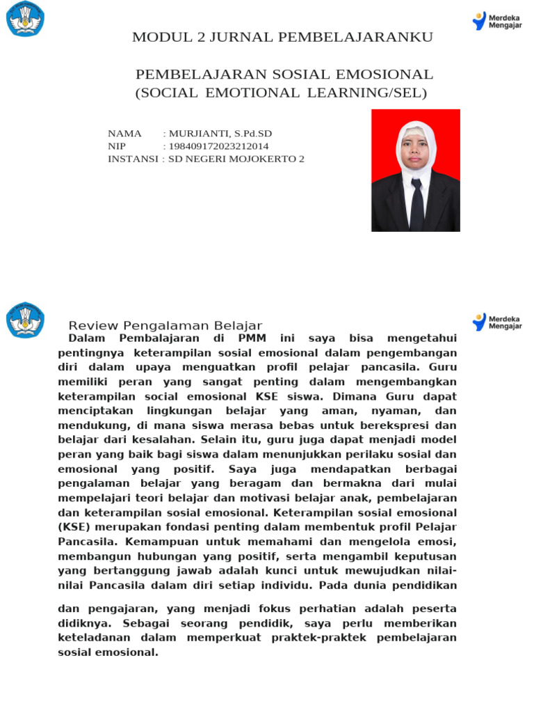 Jurnal Pembelajaran Sosial Emosional | PDF