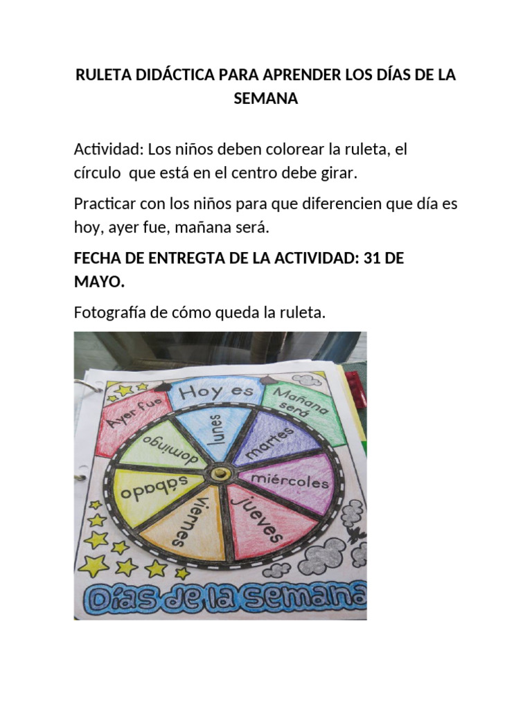 Ruleta Didáctica de Los Días de La Semana | PDF