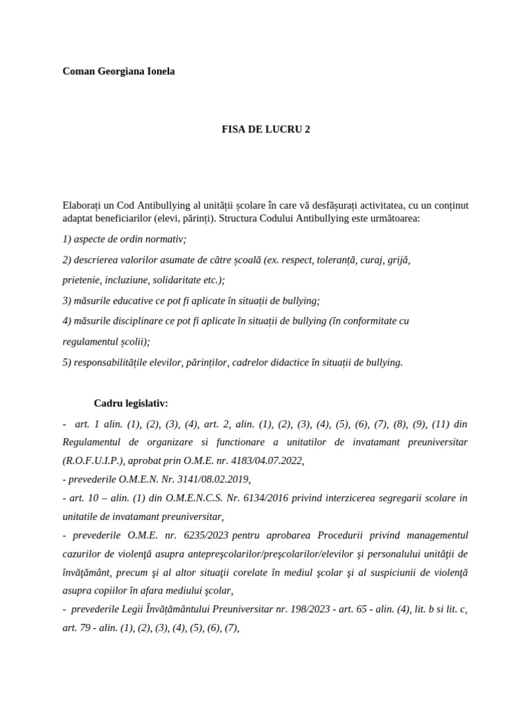 Fisa de Lucru 2 | PDF