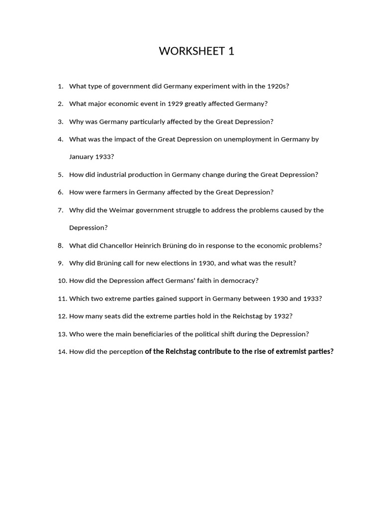 Worksheet 1 | PDF