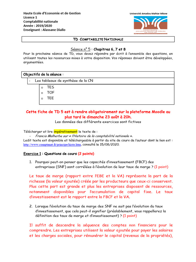 Correction Fiche TD5 | PDF