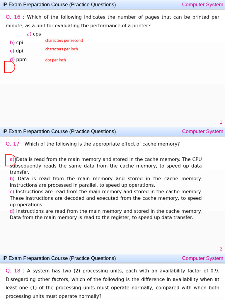 IP Preparation Course 2 | PDF | Liquid Crystal Display | Cpu Cache