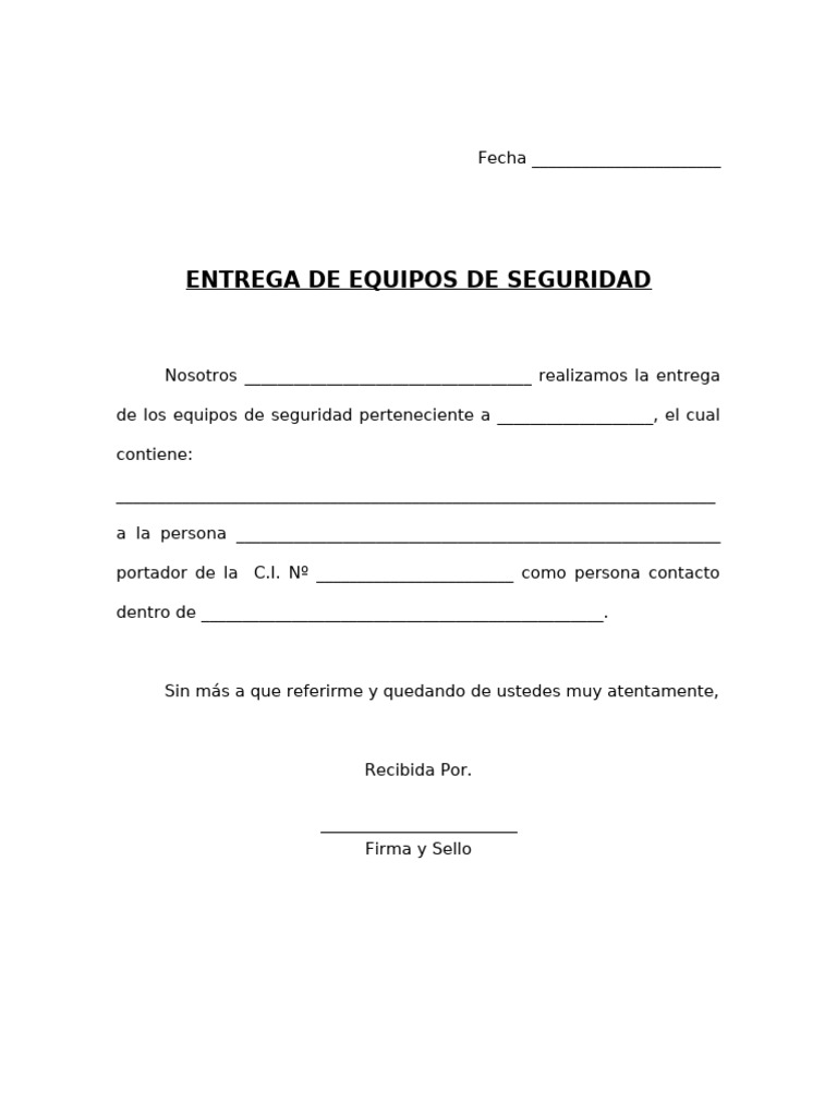 Formato Entrega de Equipos de Seguridad | PDF