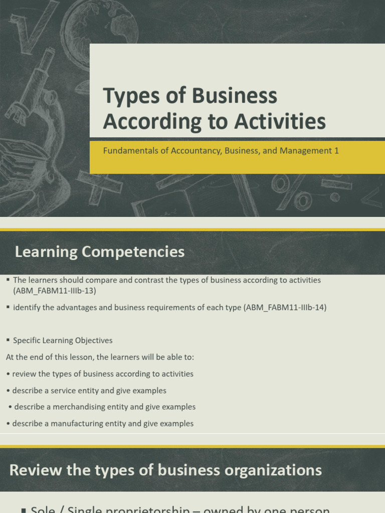 Types of Business According To Activities | PDF