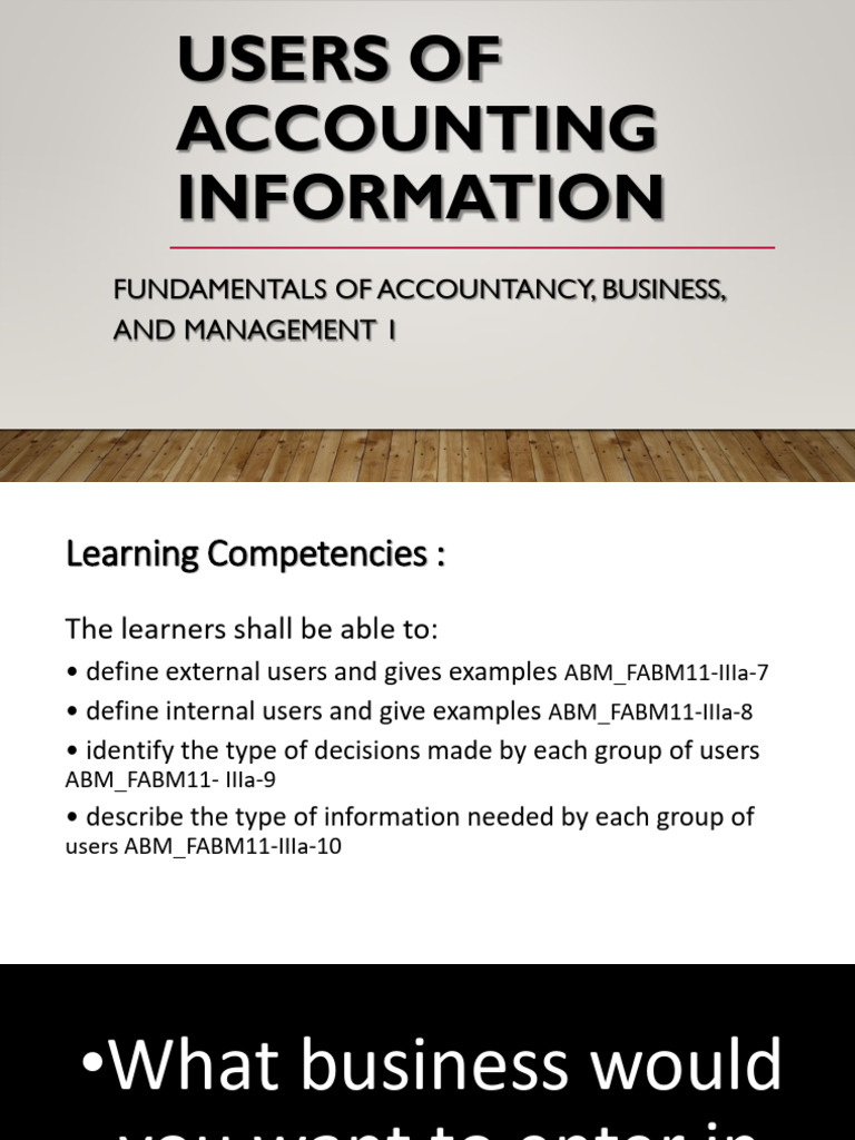 Users of Accounting Information | PDF