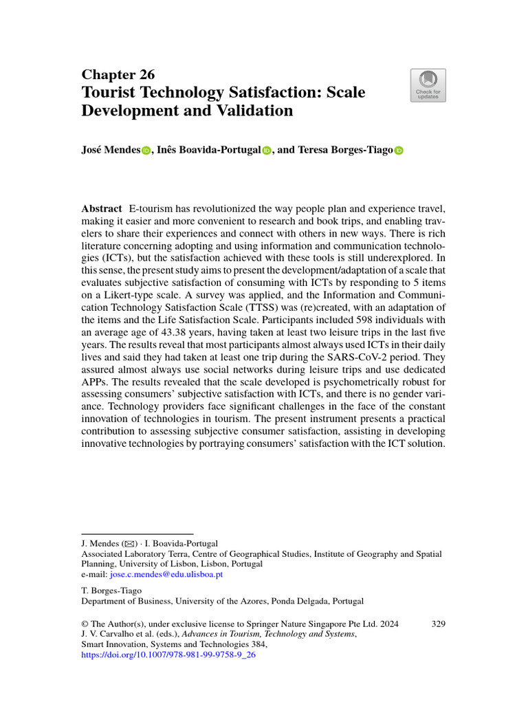 2024 - Tourist Technology Satisfaction - Scale Development and ...