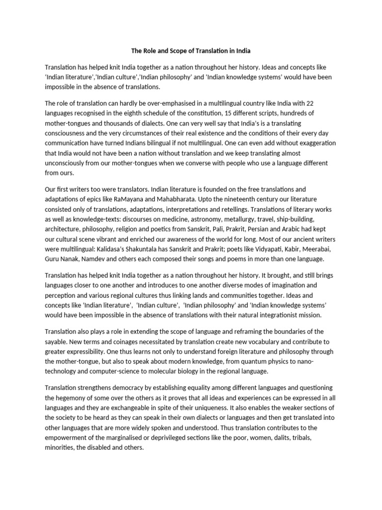 The Role & Scope of Translation | PDF