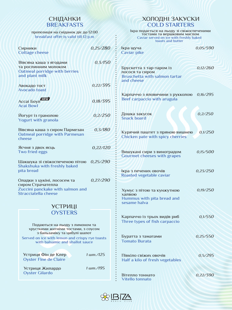 Breakfast: S Cold Starters | PDF