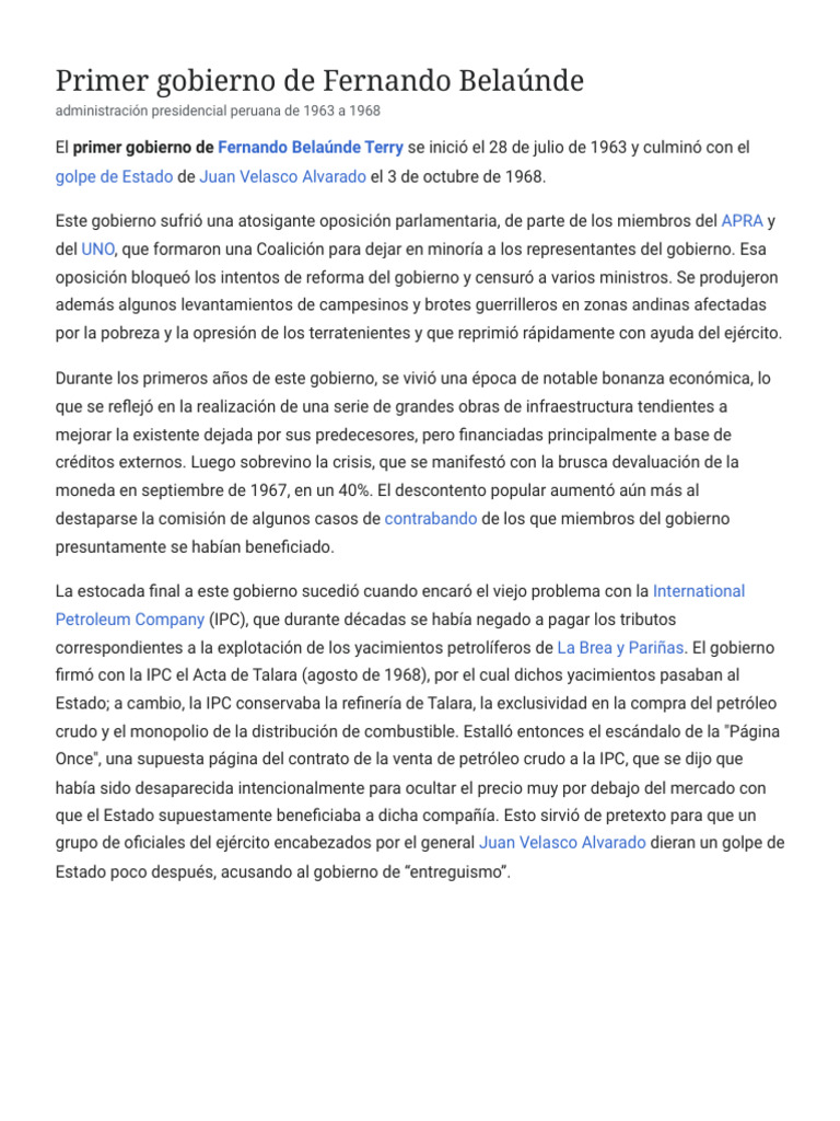 Primer Gobierno de Fernando Belaúnde - Wikipedia, La Enciclopedia Libre ...