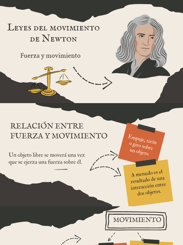 Presentación Leyes Del Movimiento de Newton Beige Dibujado A Mano ...
