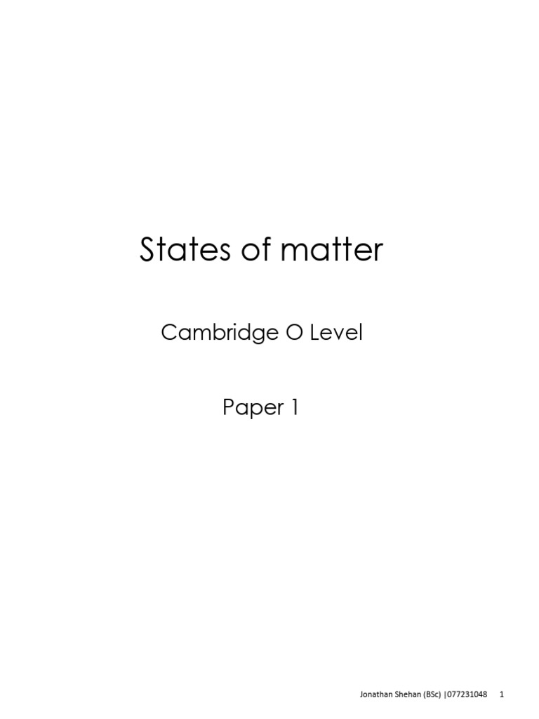 States of Matter - MCQs | PDF