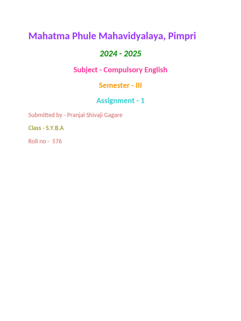 Compulsary English Assignment | PDF