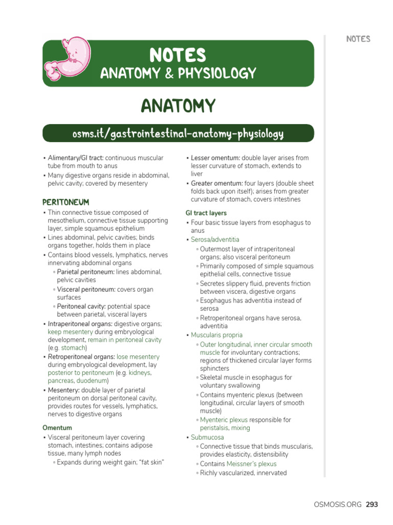 GIT Osmosis Physiology Note | PDF