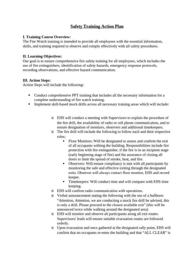 FW Safety Action Plan | PDF