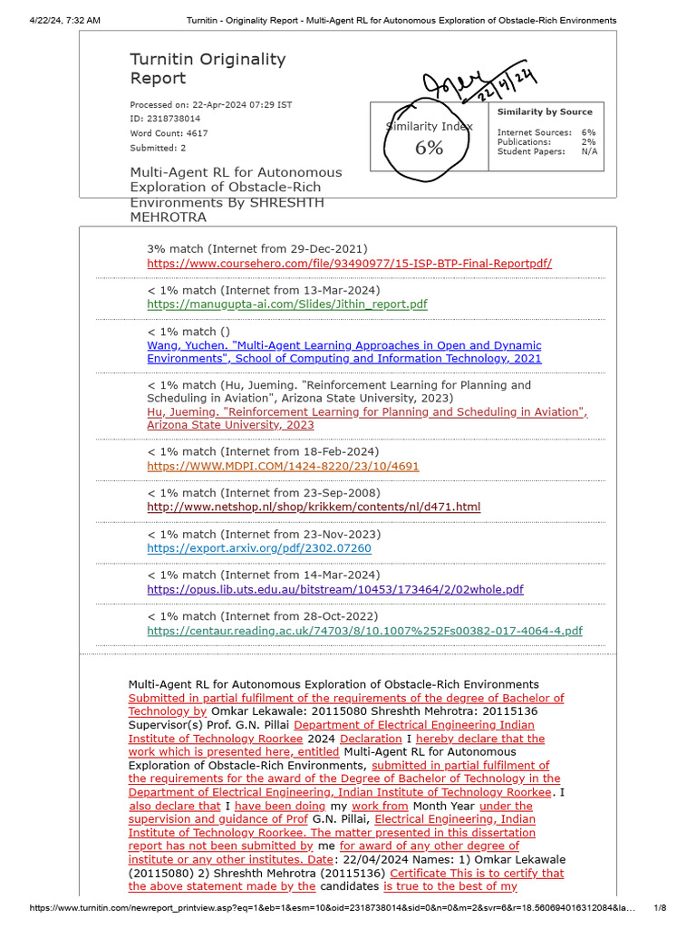 Turnitin - Originality Report - Multi-Agent RL For Autonomous ...