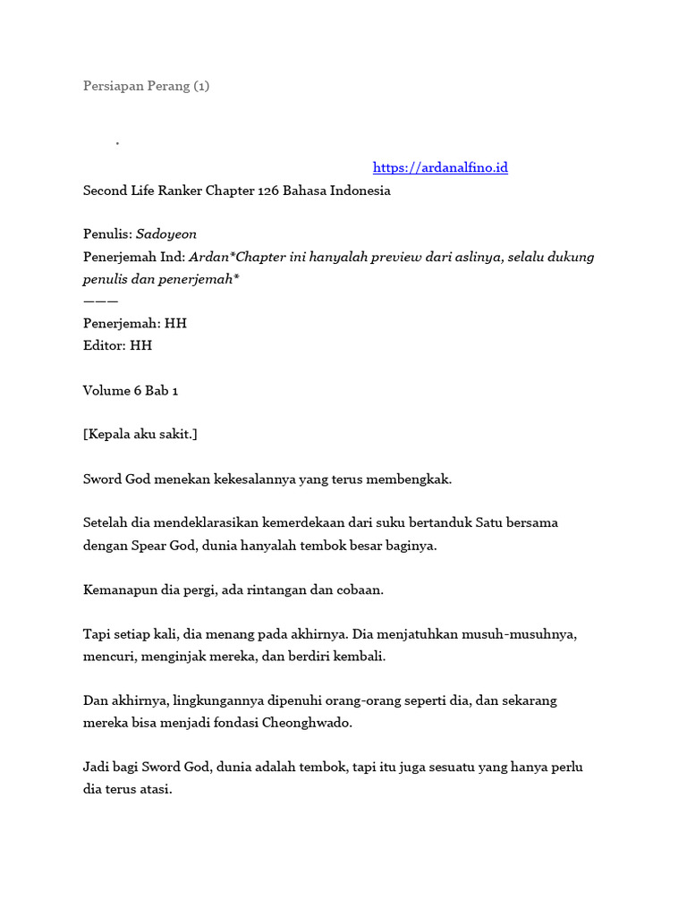 Novel Second Life Ranker Chapter 126-150 Bahasa Indonesia | PDF