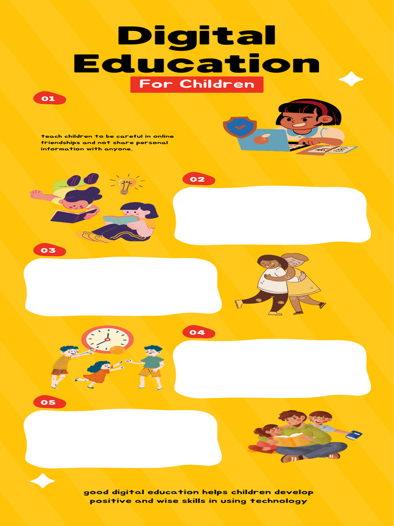 Yellow Illustrative Digital Education For Children Infographic PDF | PDF