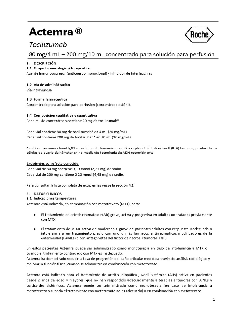 ACTEMRA Inserto 1 | PDF