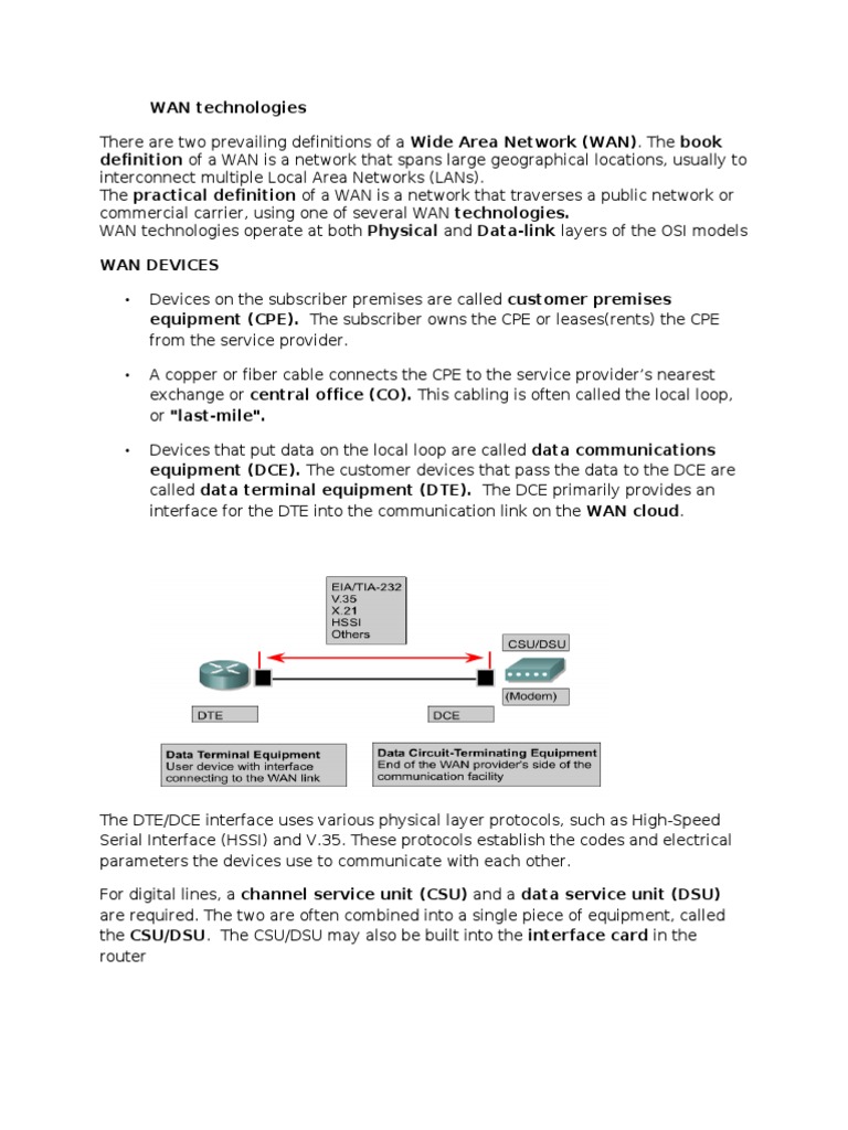 WAN Technologies | PDF | Customer Premises Equipment | Wide Area Network