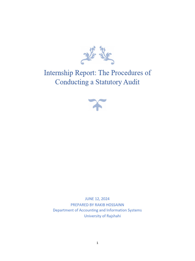 Rakib's Statutory Audit Internship Report | PDF | Audit | Internal Control