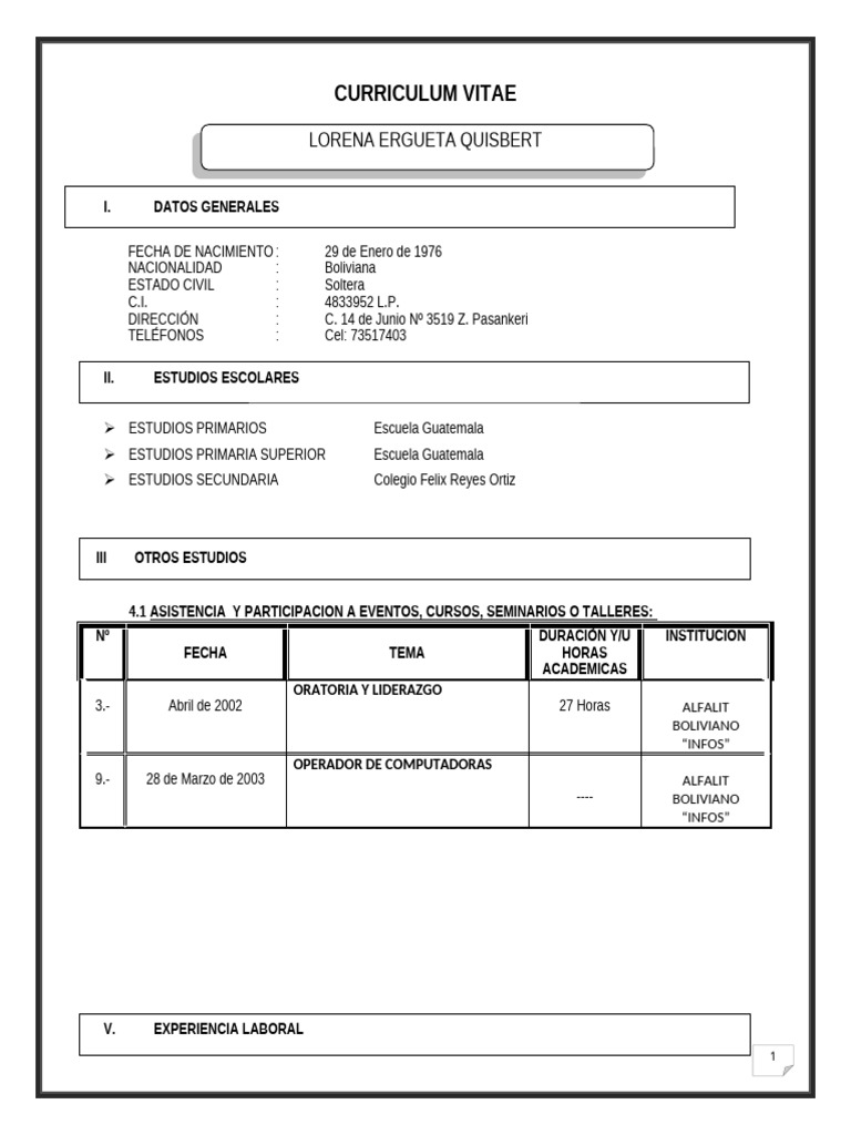 Curriculum Vitae Lorena | PDF