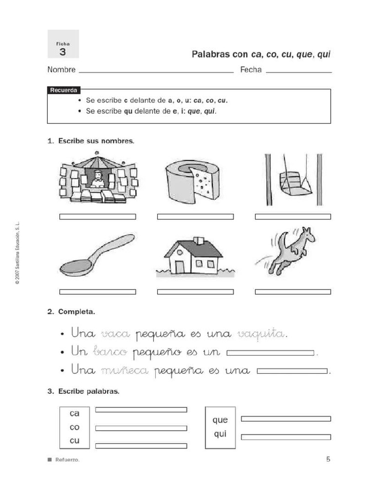 Palabras Con C y Qu | PDF