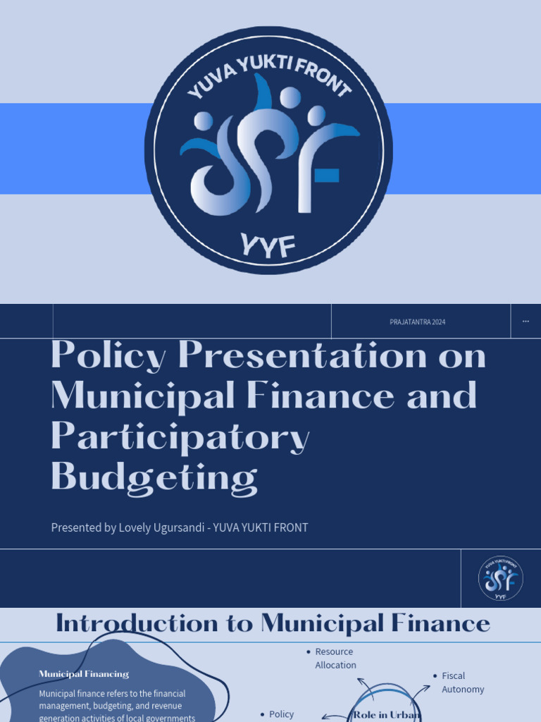 Policy Presentation On Municipal Finance and Participatory Budgeting | PDF