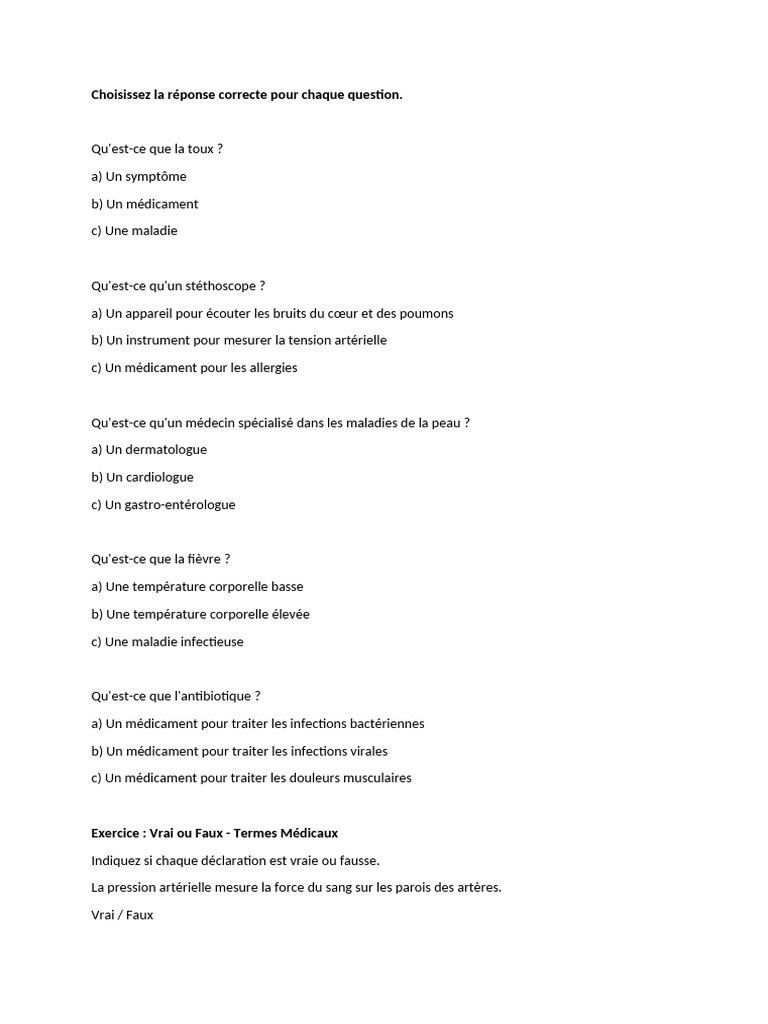 Choisissez La Réponse Correcte Pour Chaque Question | PDF
