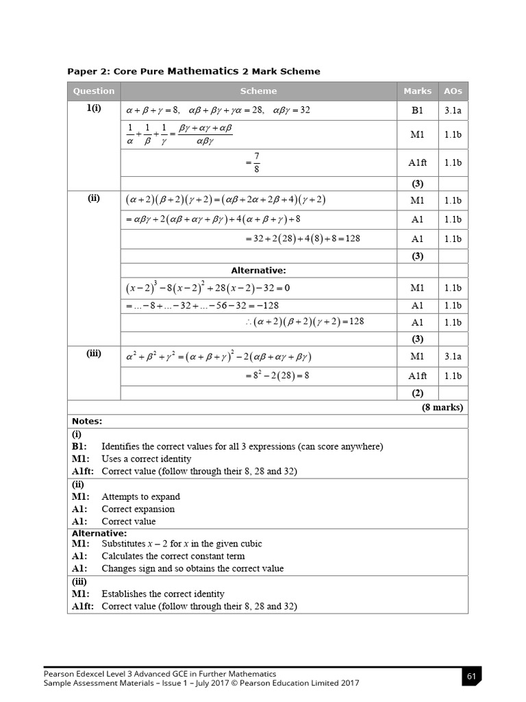 GCE A Further Maths Sample 2 MS | PDF