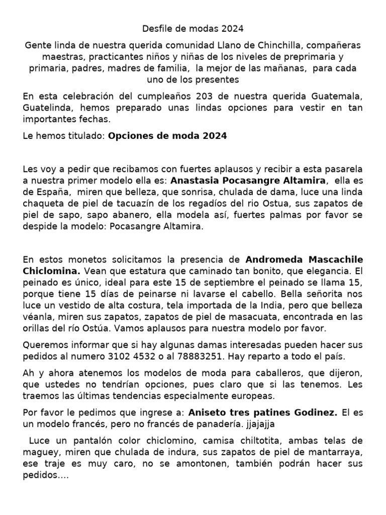 Desfile de Modas 2024. | PDF