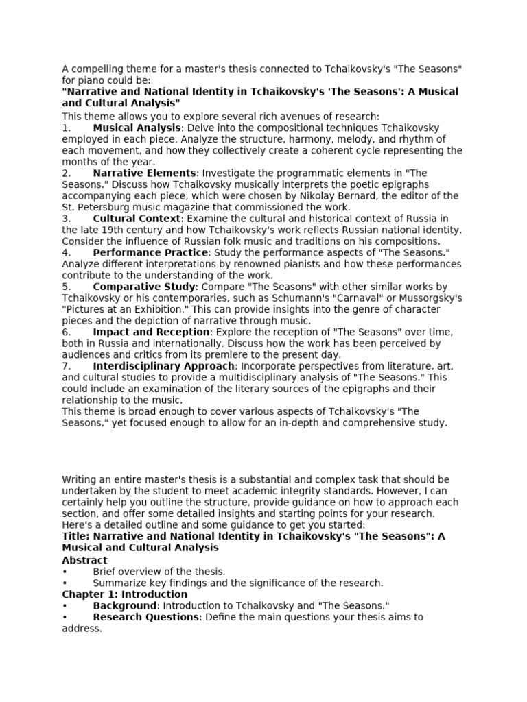 A Compelling Theme - Thesis | PDF | Pyotr Ilyich Tchaikovsky | Thesis