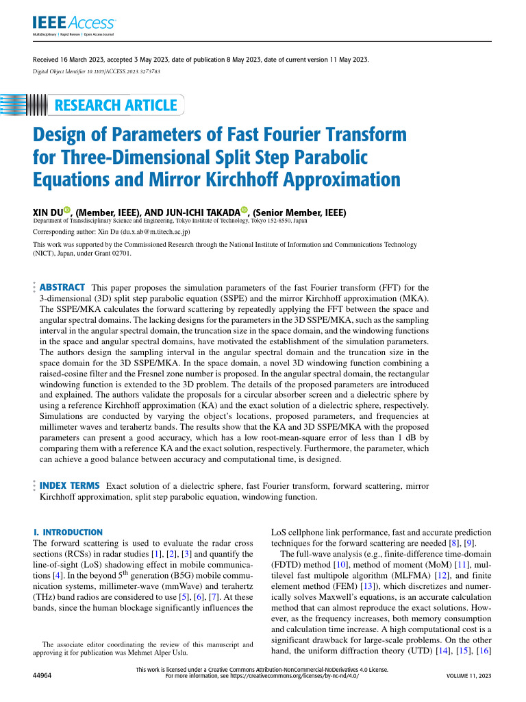 Design of Parameters of Fast Fourier Transform For Three-Dimensional ...