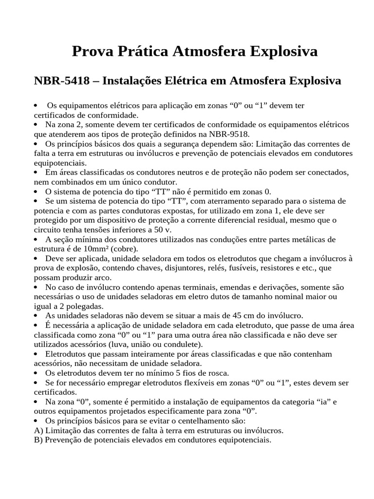 Prova Prática de Atmosfera Explosiva | PDF