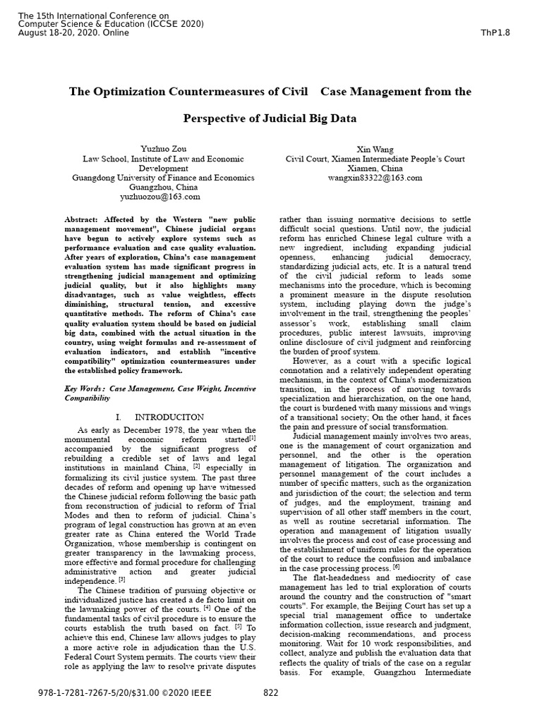 The Optimization Countermeasures of Civil Case Management From The ...