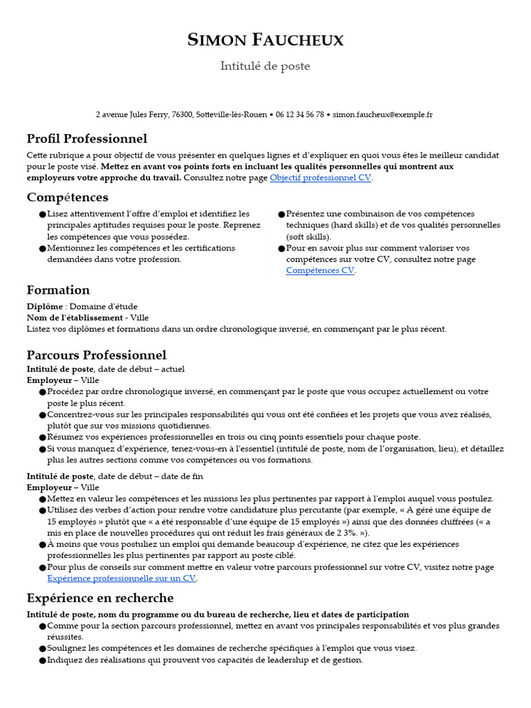 CV Design Gratuit Simple | PDF