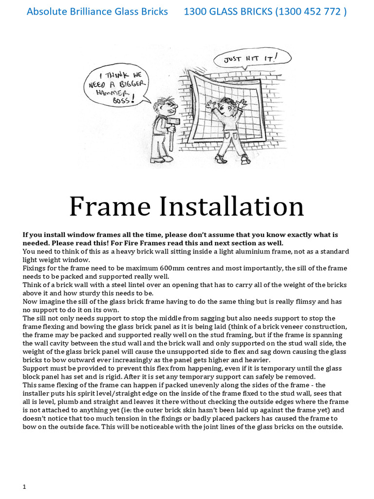 Complete Installation Instructions Glass Brick Fire Frames | PDF