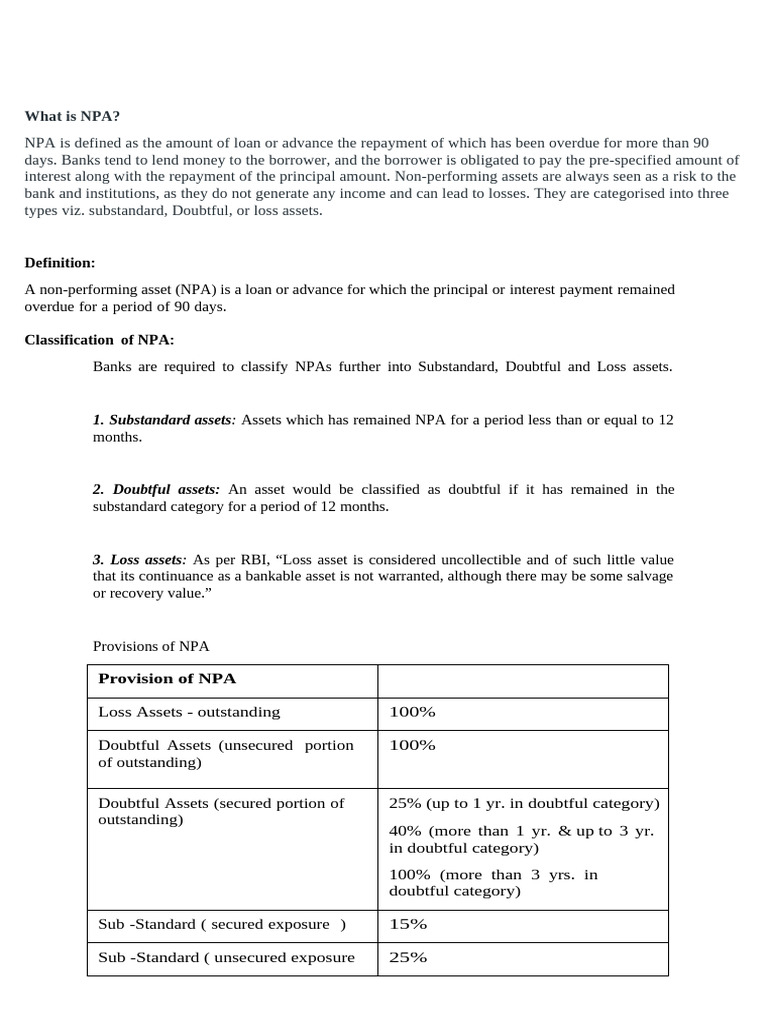 What Is NPA?: Definition | PDF