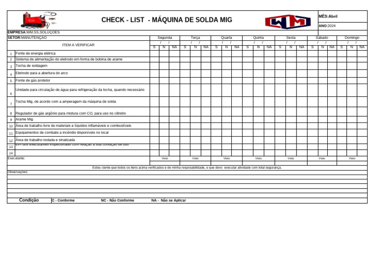 Check-List-De-Maquina de Solda - Mig | PDF
