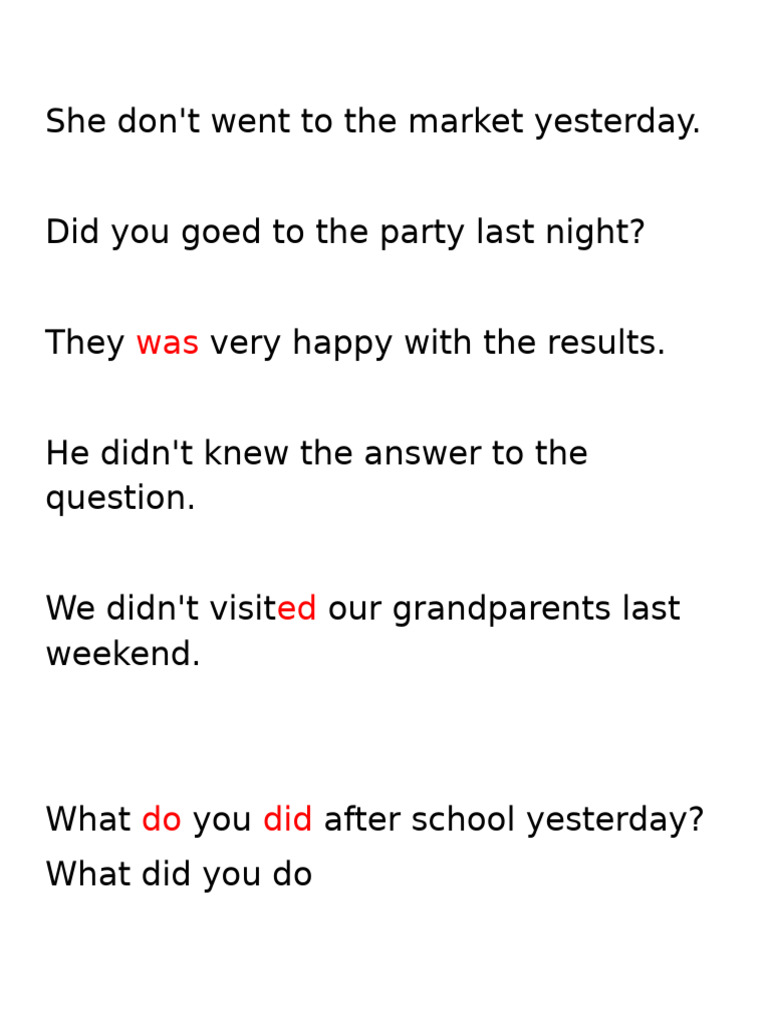 Past Simple Grammar Mistakes | PDF