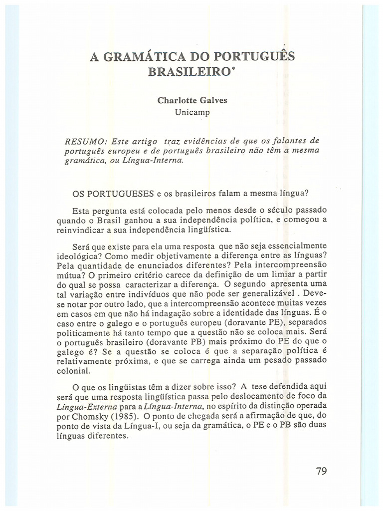 A Gramática Do Português Brasileiro - Galves | PDF
