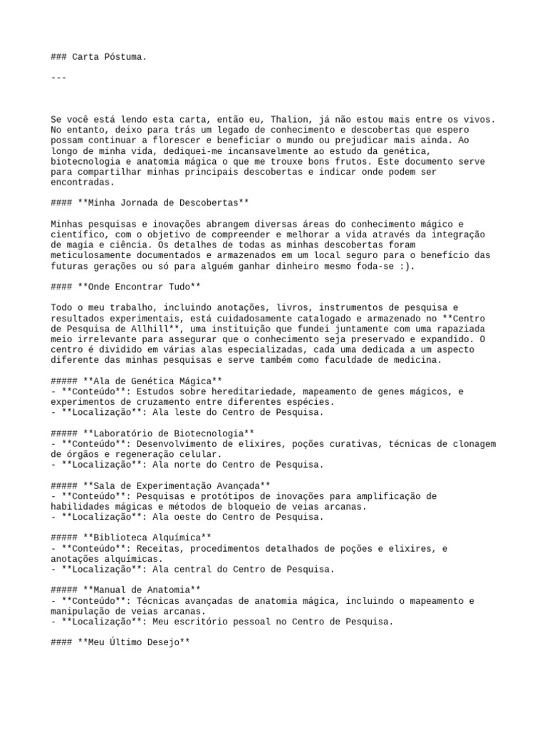 Carta Póstuma. | PDF