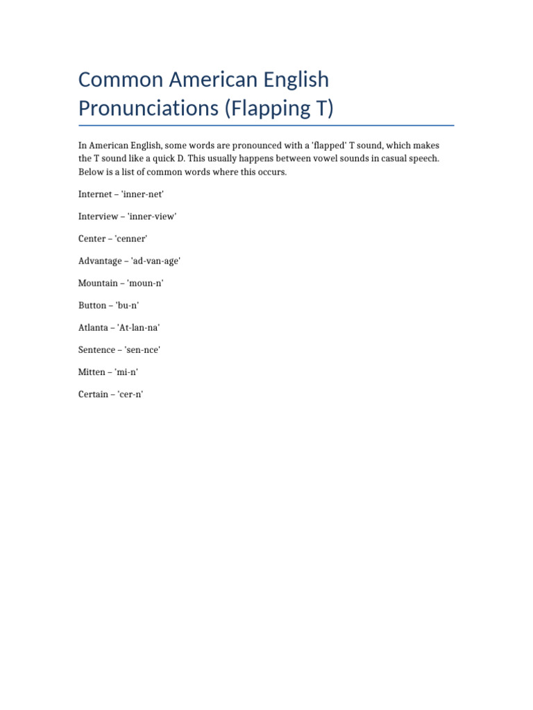 Common American English Pronunciations | PDF