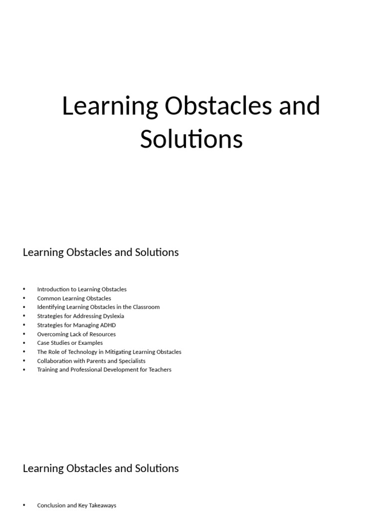Learning Obstacles and Solutions | PDF