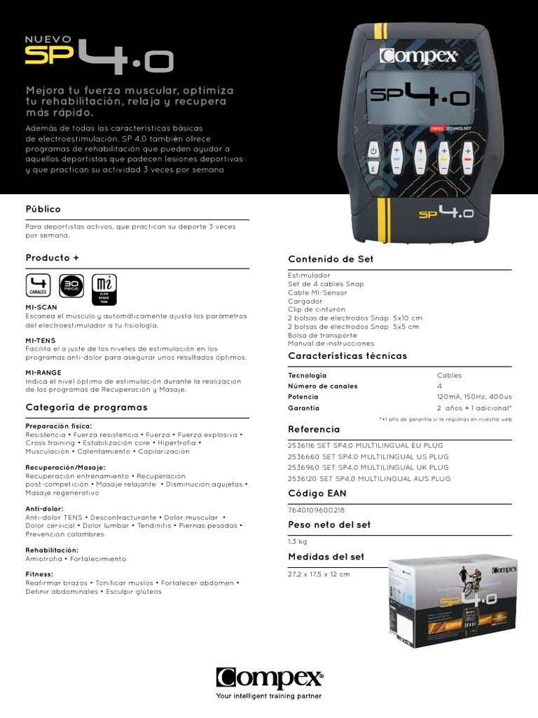 Compex SP 4.0 Ficha Producto | PDF