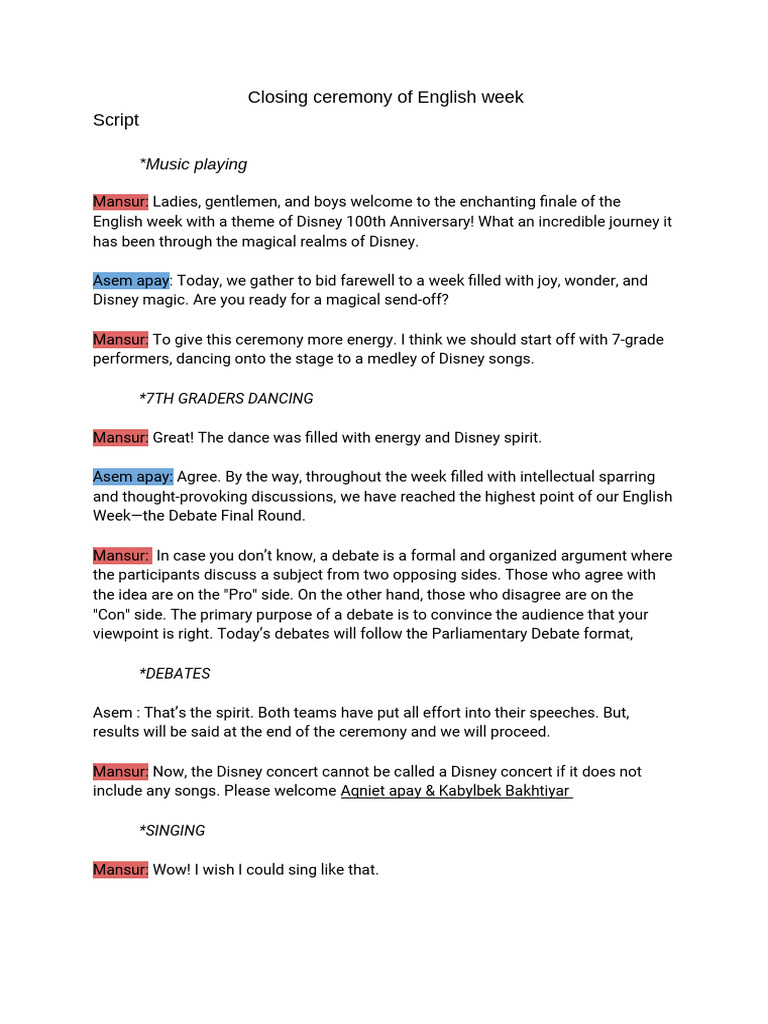 English week script | PDF