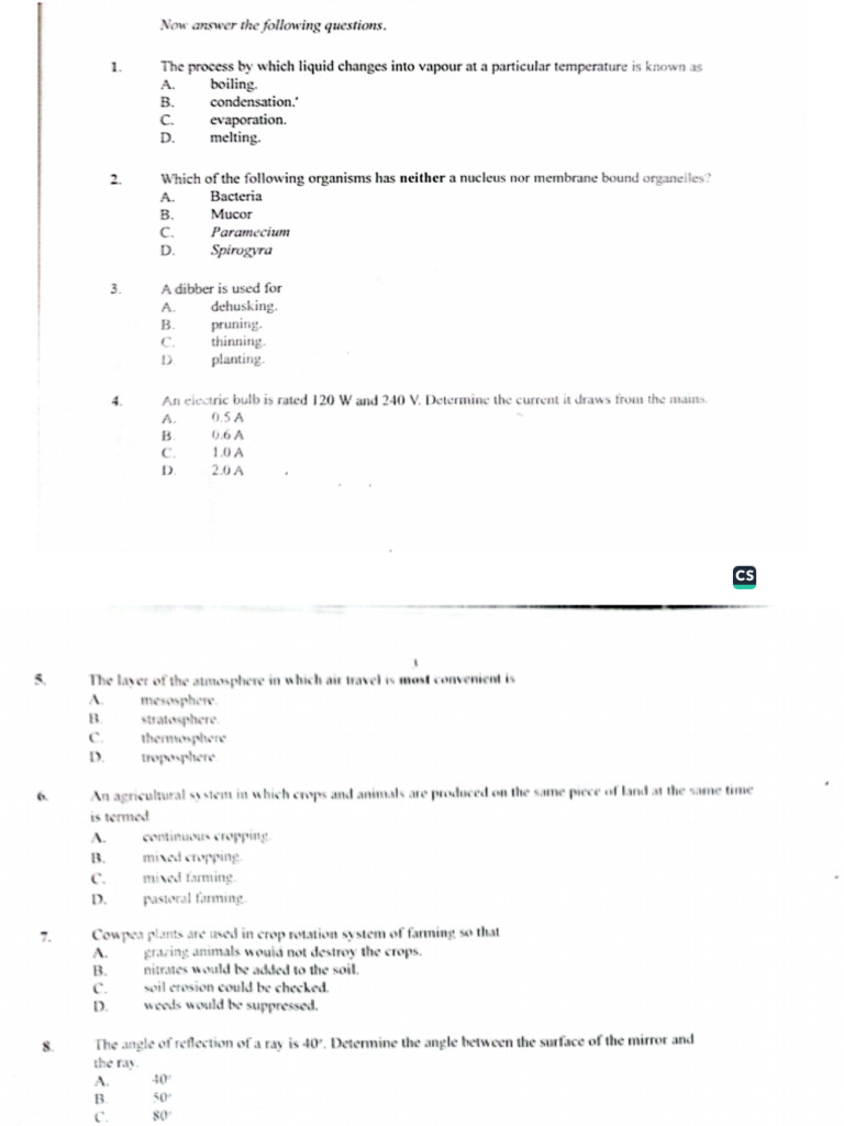 Integrated Science (Objective) - WASSCE 2024 | PDF | Technology & Engineering